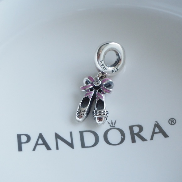 Pandora | Jewelry | Authentic Pandora Ballerina Shoes Pink Enamel Clear ...